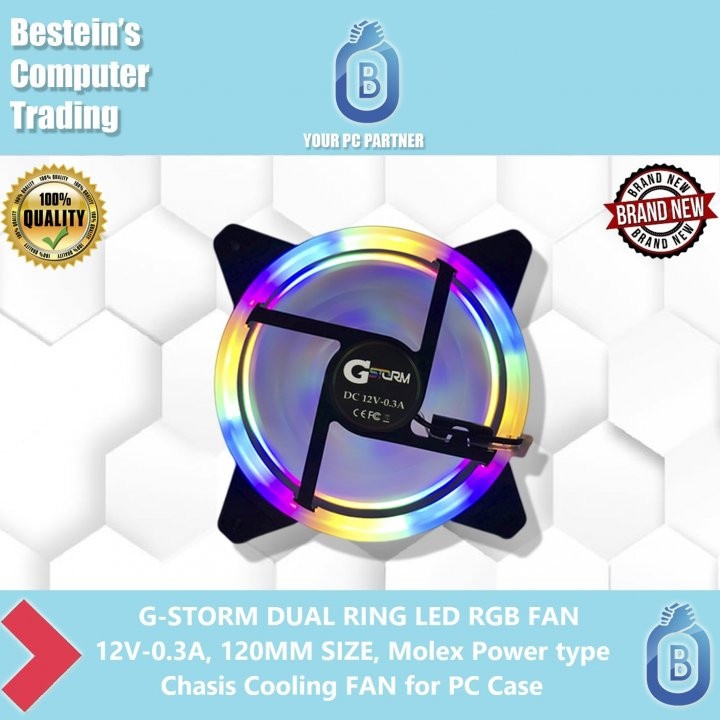 G-STORM DUAL RING MULTI-COLOR/ RGB FAN, 12V-0.3A, 120MM SIZE, Molex ...