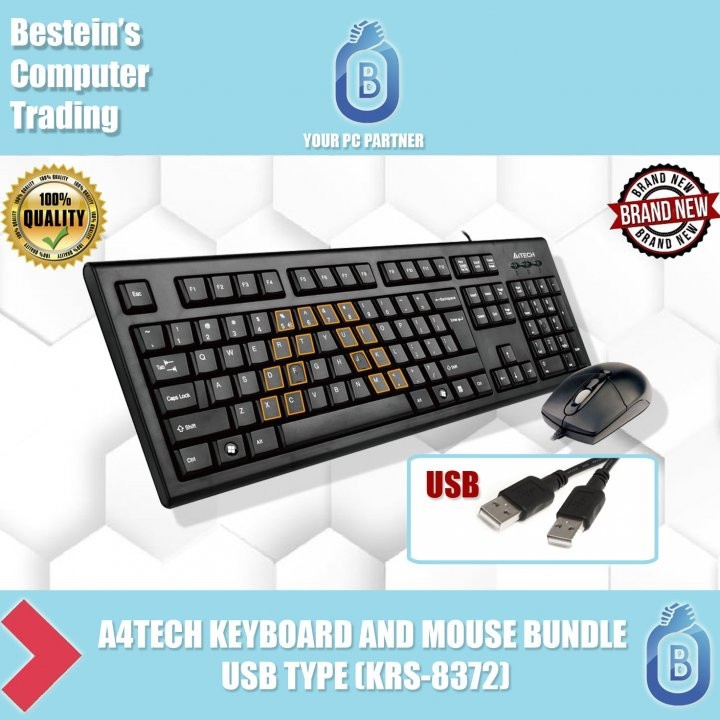 A4tech (USB Bundle) Keyboard and Mouse Bundle USB Type KRS-8372 at 450. ...