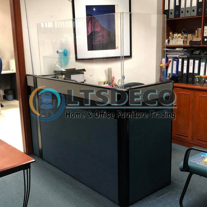 Reception Table with Acrylic Glass Barrier Office Partition at 6230.00 ...