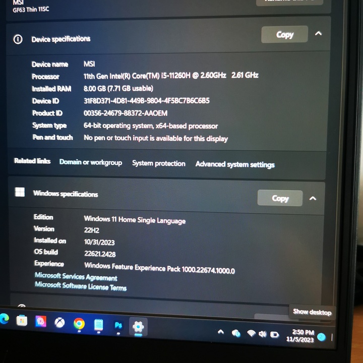 FOR SALE: 6 Days Old MSI GAMING LAPTOP MSI GF63 Thin 11SC -1066PH Core ...