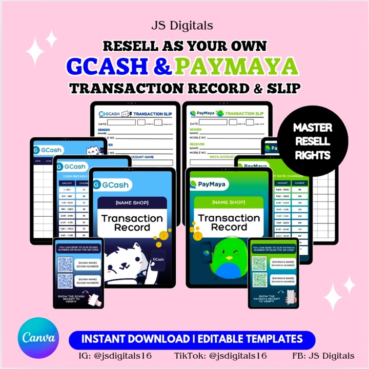BUNDLE GCASH & PAYMAYA TRANSACTION RECORD & SLIP with Master Resell Rights (MRR) at 130.00 from ...